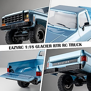 EAZYRC 1:18 Glacier RC Crawler 4x4 Offroad Truck Hobby Grade Remote Control Car Model Vehicle RTR with LED Lights 3-Ch 2.4GHz Transmitter Battery USB Charger Included