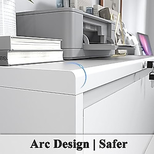 Hak 2 Drawer Locking File Cabinets for Home Office, Metal Office Lateral File Cabinet with Lock, Lockable Modent Filing Cabinet for Hanging Files Letter/Legal/F4/A4 Size, White