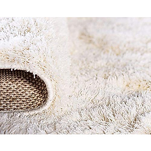 Unique Loom Shag Collection Modern Soft & Plush Textures with Floral Vine Design Area Rug, 5 ft x 8 ft, Ivory