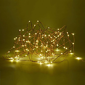 XUNATA Solar String Lights, 66Ft 200 LED 8 Modes Copper Wire Indoor Outdoor Starry String Lights, Waterproof Solar Decoration Lights for Gardens, Homes, Parties (Warm White)