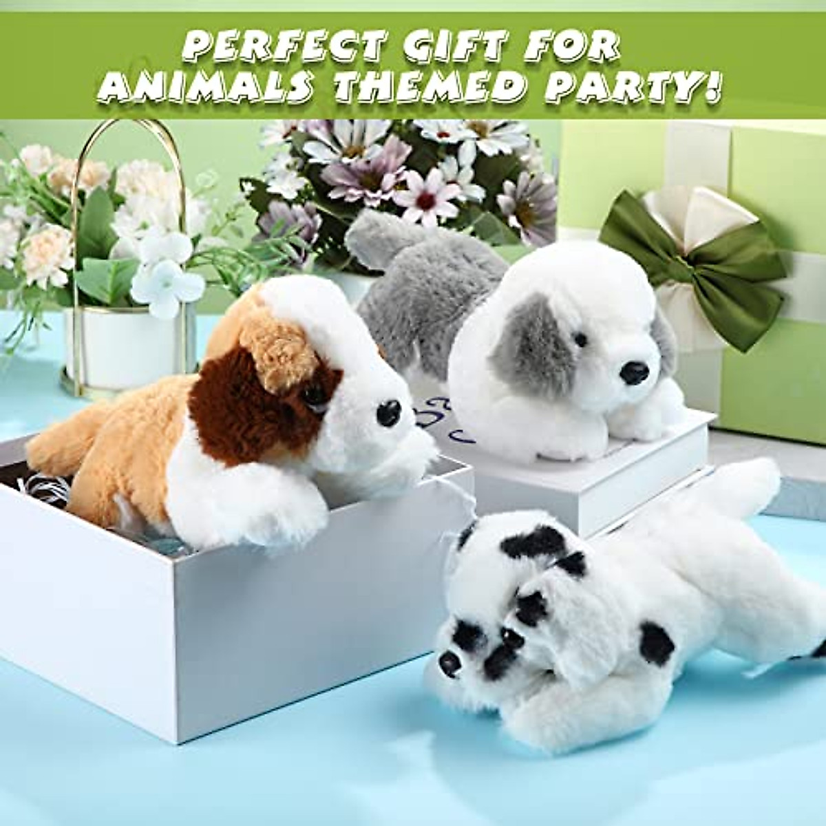 Skylety 7.87 Inches Plush Dog Plush Puppy Dog Stuffed Animal Soft Plush Dog Pillow Toy Fluffy Puppy Set for Girls Kids Dog Theme Party Favor Birthday Baby Room Home Decoration