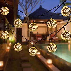 Globe String Lights, CMYK 20 Ft 40 Balls Waterproof LED Fairy Lights, Outdoor Starry Lights Solar Powered String Lights, Decorative Lighting for Home, Garden, Party, Festival, Warm White