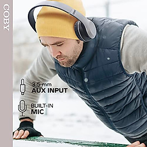 Coby Bluetooth Headphones | Wireless Headphones with Built-in Mic, Hands-Free Calling | Over The Ear Foldable Bluetooth Headset for Easy Storage | Up to 5 Hours of Playtime | Supports AUX in (White)