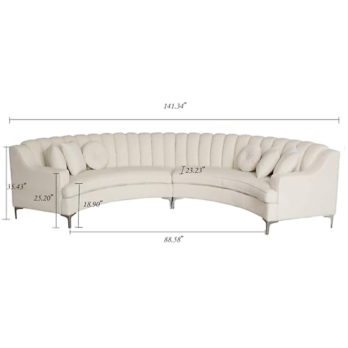 Legend Vansen Curved Sectional for Living Room Velvet Symmetrical Modular Sectional Sofa Couch