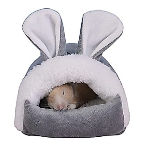 Bluelanss Guinea Pig Bed, Cave Cozy Hamster House Hideout for Guinea Pig Ferret Hedgehog Chinchilla Bearded Dragon Winter Nest Hamster Bed Accessories Grey S
