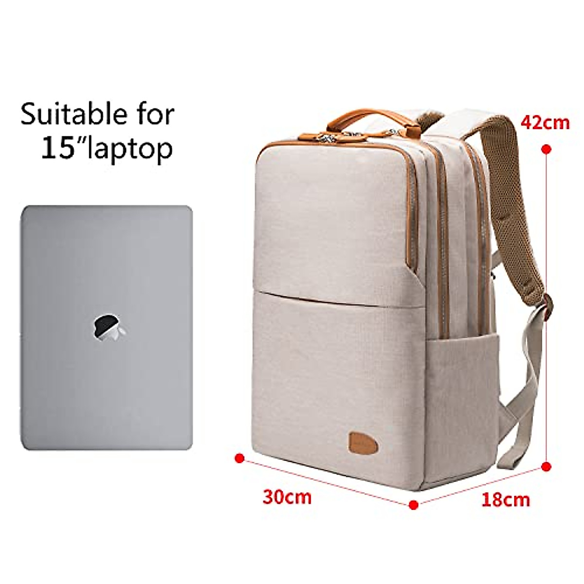 NOBLEMAN Backpack For man and women, Travel Bag Business Computer Backpacks Laptop Backpack, Waterproof School Backpack, Daypack, USB (Beige plus) with Organizer case bag