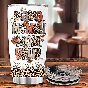 Tumbler 20 Oz With Lid And Straw, Day Mothers Women For Leopard Cheetah Print Funny Handle Mama Coffee Insulated Tumblers Mommy Mother Cups, Mom Gifts, Mom Bruh