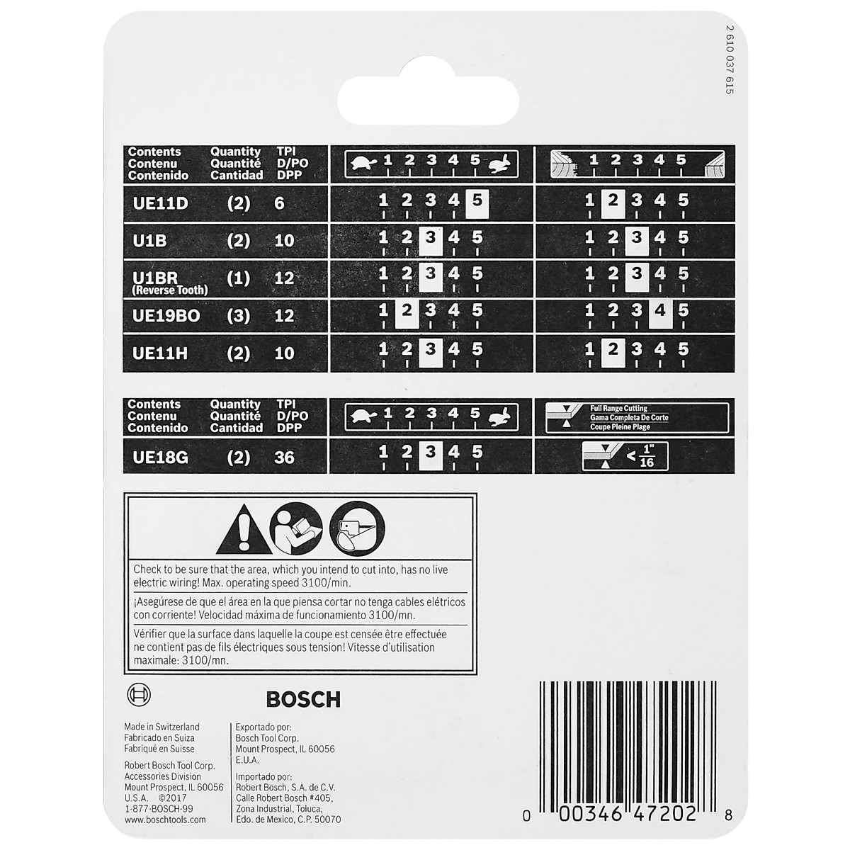BOSCH U12BC 12-Piece U-Shank Jigsaw Blade Assorted Set Ideal for Thin-Metal Cutting and Wood Applications