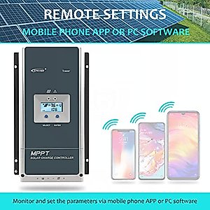 EPEVER 60A MPPT Solar Charge Controller 12V/24V/36V/48V DC Automatically Identifying System Voltage Max.PV 150V Solar Panel Regulator (Tracer 6415 an)
