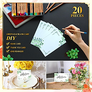 KAnduo 20 Pieces Double sided gold foil reserved card with bracket- Includes Free Green Leaf Blank Cards - Reserved Signs for Wedding, Chair and Table Signs, Reserved Seating Signs, White