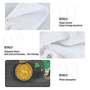 KOCOART Cute Leprechaun Clovers Kitchen Oven Towels St Patricks Day Celebration Hanging Hand Towel with Loop 2 Pieces Super Absorbent Dishcloth Fingertip Tea Bar Dish Towel for Bathroom Tabletop