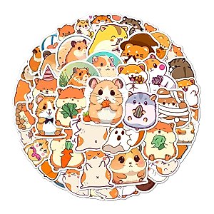 Pack 50 pcs Cute Animal Hamster Stickers for Water Bottles Waterproof Laptop Luggage Computer Cups Phone case Teens Adults Girls Funny Aesthetic Sticker Packs Small Vinyl Decals