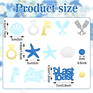 Weekgrat 200 Pcs Bachelorette Party Confetti Last Toast on the Coast Confetti Wine Cup Diamond Ring Shells Starfish Engagement Confetti Glitter Wedding Table Confetti for Bridal Shower Party Supplies