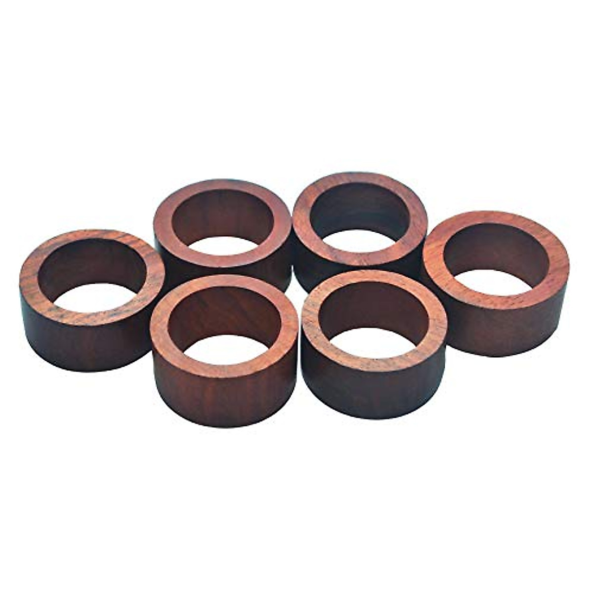 NIRMAN Handmade Wood Napkin Ring Set with 6 Napkin Rings - Artisan Crafted in India