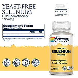 Solaray Yeast Free Selenium 100mcg, Healthy Immune & Thyroid Function Support, Enhanced Absorption, 90 Serv, 90 VegCaps