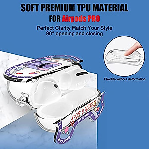 Cute Case for Airpods Pro Cover with Kawaii Blue Big Ear Dog Keychain for Women Girls Kid Funny Clear Protective Soft Silicone Cover Skin