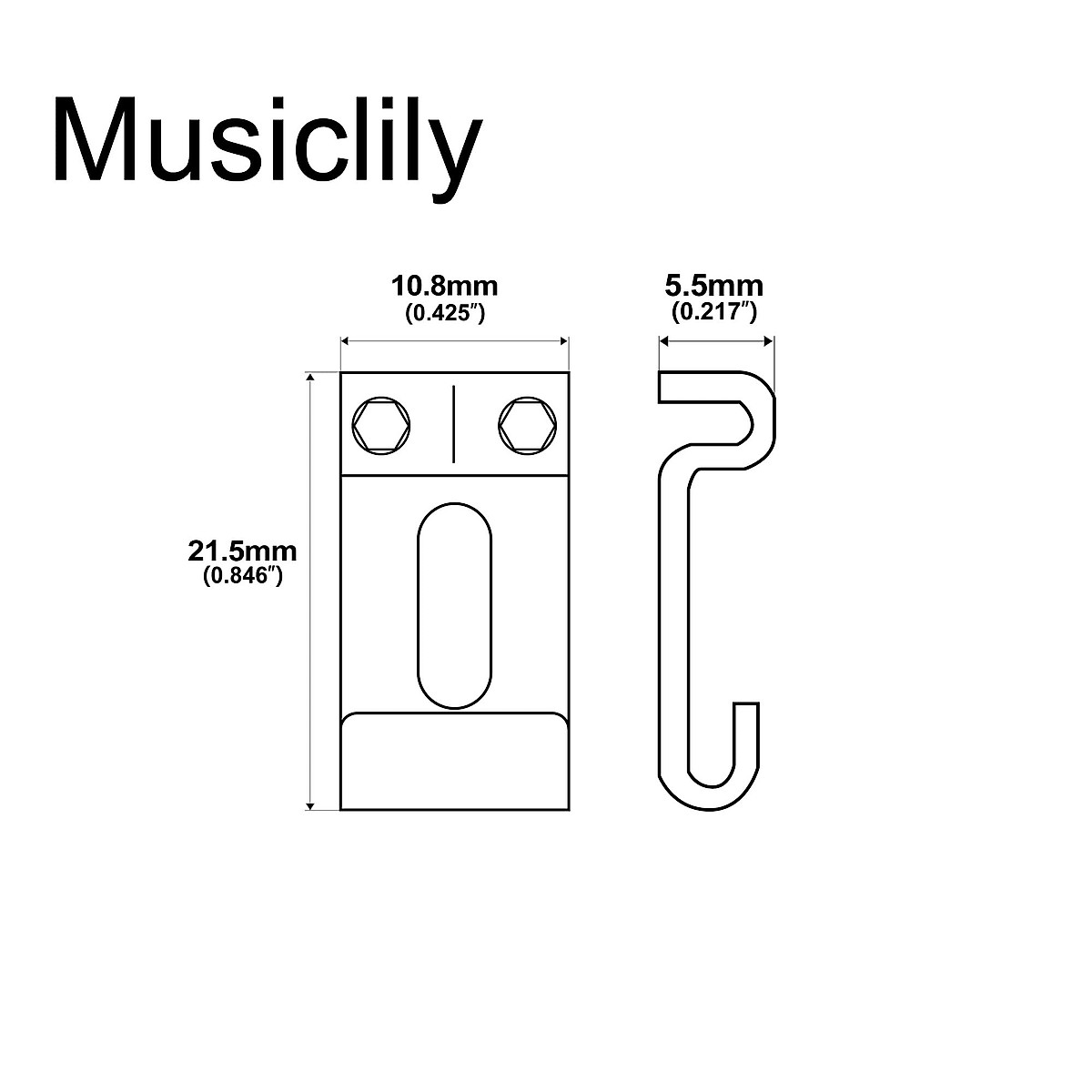 Musiclily Pro 10.8mm Steel Vintage Style Guitar Tremolo Bridge Saddles for Strat Stratocaster Electric Guitar, Chrome (Set of 6)