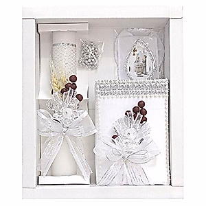 Boys Communion Candle Set w/Spanish New Testament with Grape and Grain