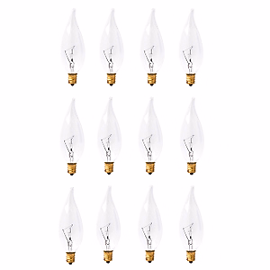 Mandala Crafts Pack of 12 E12 25W Flame Tip Candelabra Light Bulbs for Appliance Chandelier Light Bulb