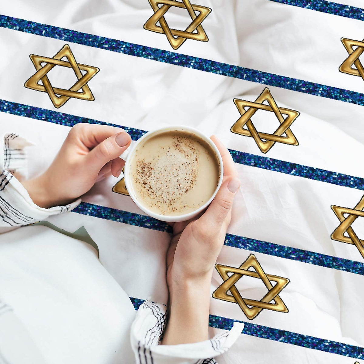 ARTBLANKET Hanukkah Bedding Duvet Cover 3 Piece Set King 104 x 90 in Ultra Soft and Breathable(1 Comforter Cover + 2 Pillow Shams)