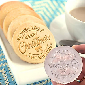 2024 Personalized Christmas Cookie Stamp Christmas Cookie Mold With Your Name 3d Raised Design Merry Christmas Personalized Cookie (Design-A)