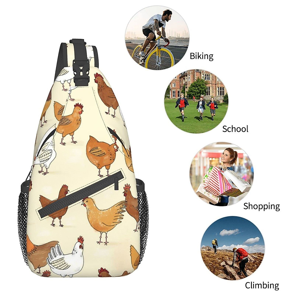 A Brood Of Chickens Crossbody Bag Sling Bag Multipurpose Travel Backpack For Men And Women