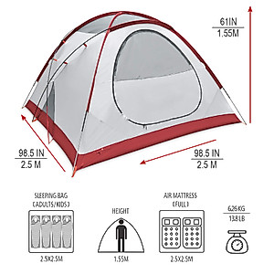 KAZOO Waterproof Camping Tent 4 Person Family Backpacking Tents 4 People Lightweight Hiking Tents 4 Man Aluminum Frame Double Layer