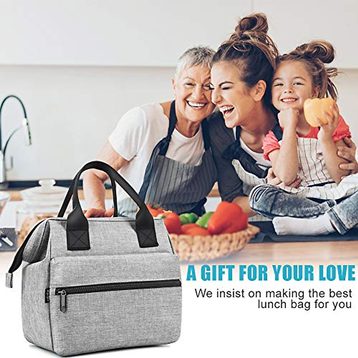 Large Lunch Bag Women, Insulated Fashionable Lunch Box For Women Adult With Shoulder Strap, Stylish Lunch Bag For Work Picnic Big Multipurpose Lunch Tote Cooler Bag For Ladies