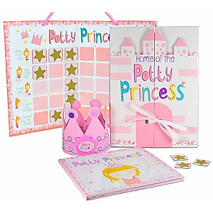 Tickle & Main Princess Potty Training Gift Set with Book, Potty Chart, Star Magnets, and Reward Crown for Toddler Girls
