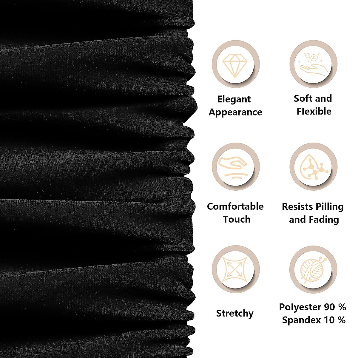 KKJIAF Black Stretch Velvet Fabric 60 Inch Wide, 1 Yard Soft Stretchy Fabric for Sewing Clothes, Apparel, Costume, Crafts - 90% Polyester 10% Spandex