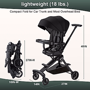 KNOIER Umbrella Stroller for Toddlers 1-3, Ultra Compact Lightweight Infant Stroller Travel Stroller with Snack Tray, Bassinet Mode, Fold 3-Position Recline, Extra Large Storage Basket