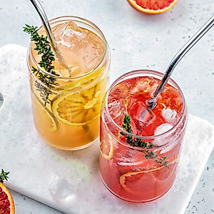 50 Pack Drinking Glasses 16oz Can Shaped Glass Cups Beer Glasses Tumbler Cup Can Shaped Glass Tumbler Iced Coffee Glasses Ideal for Cocktail, Whiskey, Wine, Soda, Clear Water