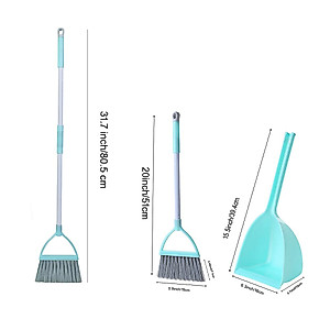 Xifando Mini Broom and Dustpan and Telescopic Rod Long Handle Broom, Camping Cleaning Tools, Light Blue