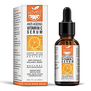 Organic Vitamin C Serum for Face/Body with Hyaluronic Acid, with 20% Vitamin C&100% Vegan, Retinol & Amino Acids - Boost Skin Collagen, Anti Aging & Wrinkle Facial Serum, Retinol Serum for All Skin