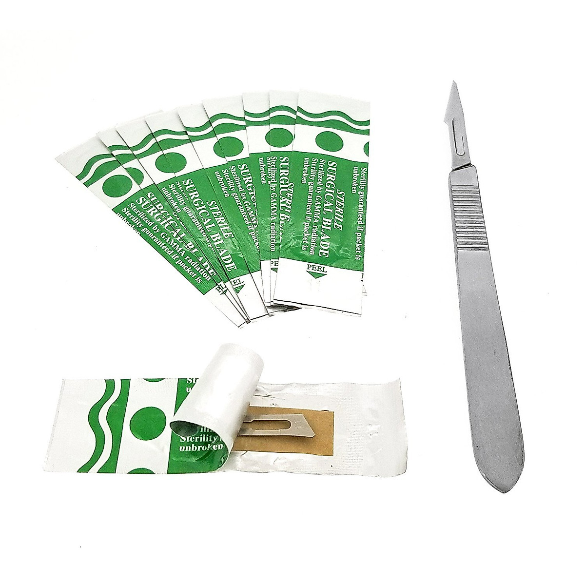 10pcs #11 Scalpel Blades with Free #3 Handle Medical Dental