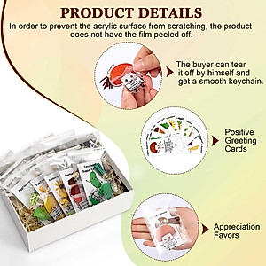 Siifert 20 Sets Emotional Support Keychain Bulk with Tassels Employee Appreciation Gift Acrylic Potato Pickle Mushroom Christmas Gift