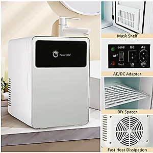 FavorCOOL Mini Fridge 8L, Makeup Skincare Fridge 110V AC/ 12V DC Portable Small Refrigerator Cooler Warmer for Skin Care, Cosmetics, Beverage, Desktop Accessory for Home Office Dorm Travel