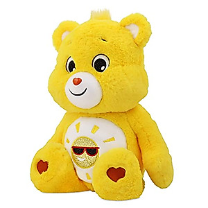 Care Bears 18" Plush - Funshine Bear with Glitter Belly Badge - Soft Huggable Material!