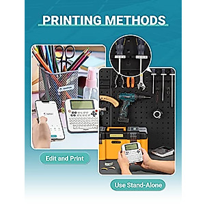 Makeid E1 Label Maker - Bluetooth Compatible Thermal Printer - QWERTY Keyboard Portable Label Maker, 4.42" Large LCD Screen - Prints 9/12/16mm Waterproof Label Tapes - Includes 13.3' Tape, USB Cable