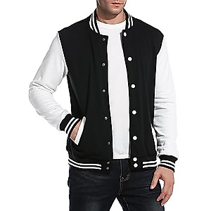 COOFANDY Mens Fashion Varsity Jacket Causal Slim Fit Cotton Letterman Baseball Bomber Jackets