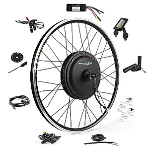 EBIKELING Waterproof Ebike Conversion Kit for Electric Bike 26" Front/Rear Wheel Electric Bicycle Hub Motor Kit, 1200W, Front/LCD/Thumb