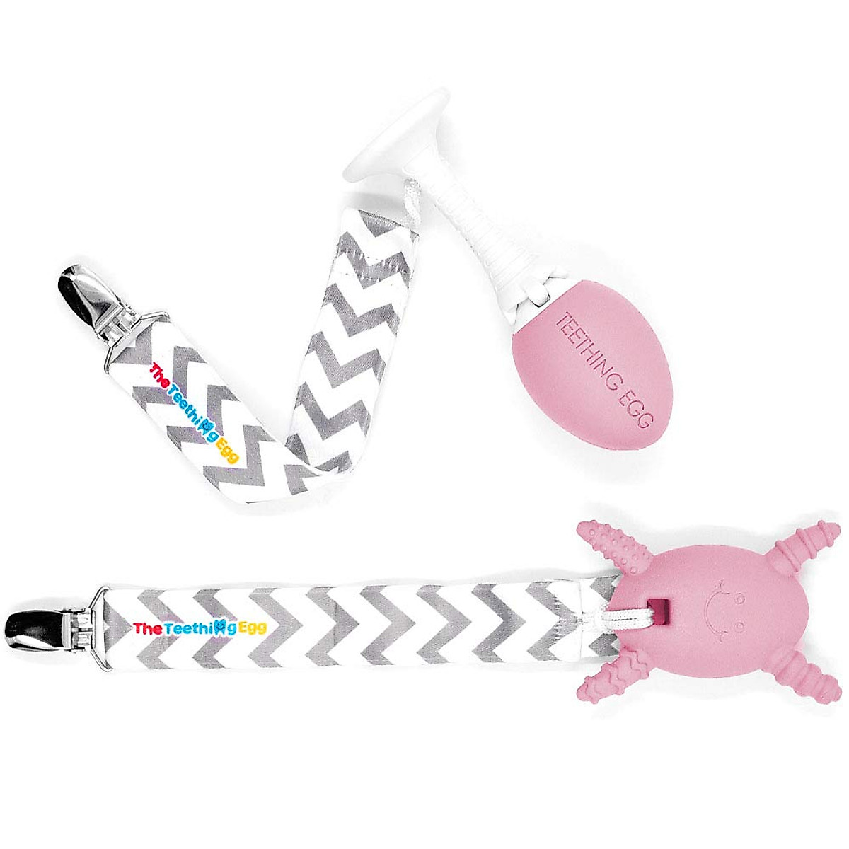 The Teething Egg Pink Bundle - Baby Registry Must Have - Infant Toys 3-6 Months, Sensory Toys for 0-6 Months, 6-12 months and up for Molar Teething, Baby Boy or Girl up to 18 Months