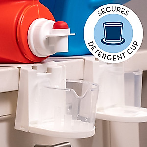 S&T INC. Laundry Detergent Cup Holder, Drip Tray Catcher for Laundry Detergent and Fabric Softener, Laundry Organizer, 2pk, White