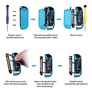 [New Version]Replacement Latches Compatible with Switch/ Switch OLED JoyCon, Lock Buckles Repair Tool Kit Compatible with Switch JoyCons with Screwdrivers and Tweezer