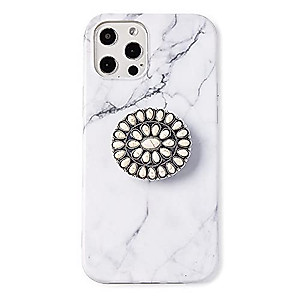 ATLLM Turquoise Western Phone Grip White Concho Marble Stone Phone Holder