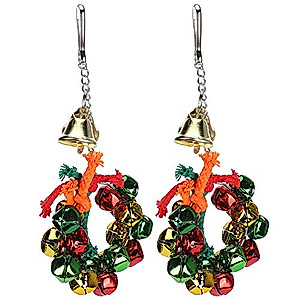 2 PCS Parrot Garland Toy with Bells Hanging Christmas Birdcage Decoration Budgie Cages Accessories