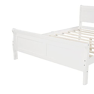 Harper & Bright Designs Full Bed Frame with Headboard and Footboard, Full Size Platform Bed, Wood Kids Full Size Bed Frame for Boys, Girls,No Box Spring Needed,White