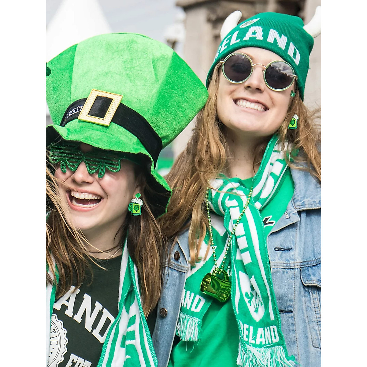 St Patricks Day Earrings for Women Irish Shamrock Dangle Earrings Fun Green Hat Beer Drop Earrings for Teen Girls Lightweight Irish Festival Earrings St Patricks Day Accessories(Acrylic)