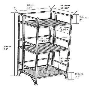 Pemberly Row Three-Tier Folding Shelf in White Metal Finish