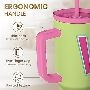 SANDJEST Stainless Steel Slider Tumbler With Handle 40oz & Jewelry Case with Initial V